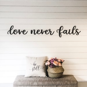 Love Never Fails Sign | Wedding Sign | Anniversary Gift | Farmhouse ...