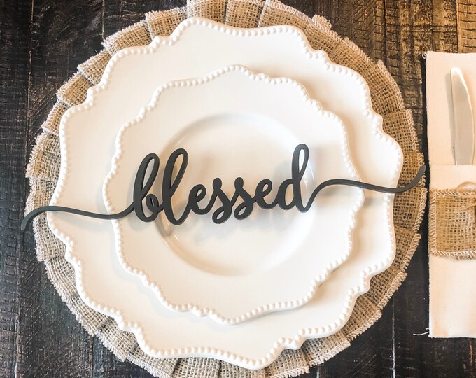 Blessed Place Cards, Blessed Sign, Christmas Table Setting, Holiday ...