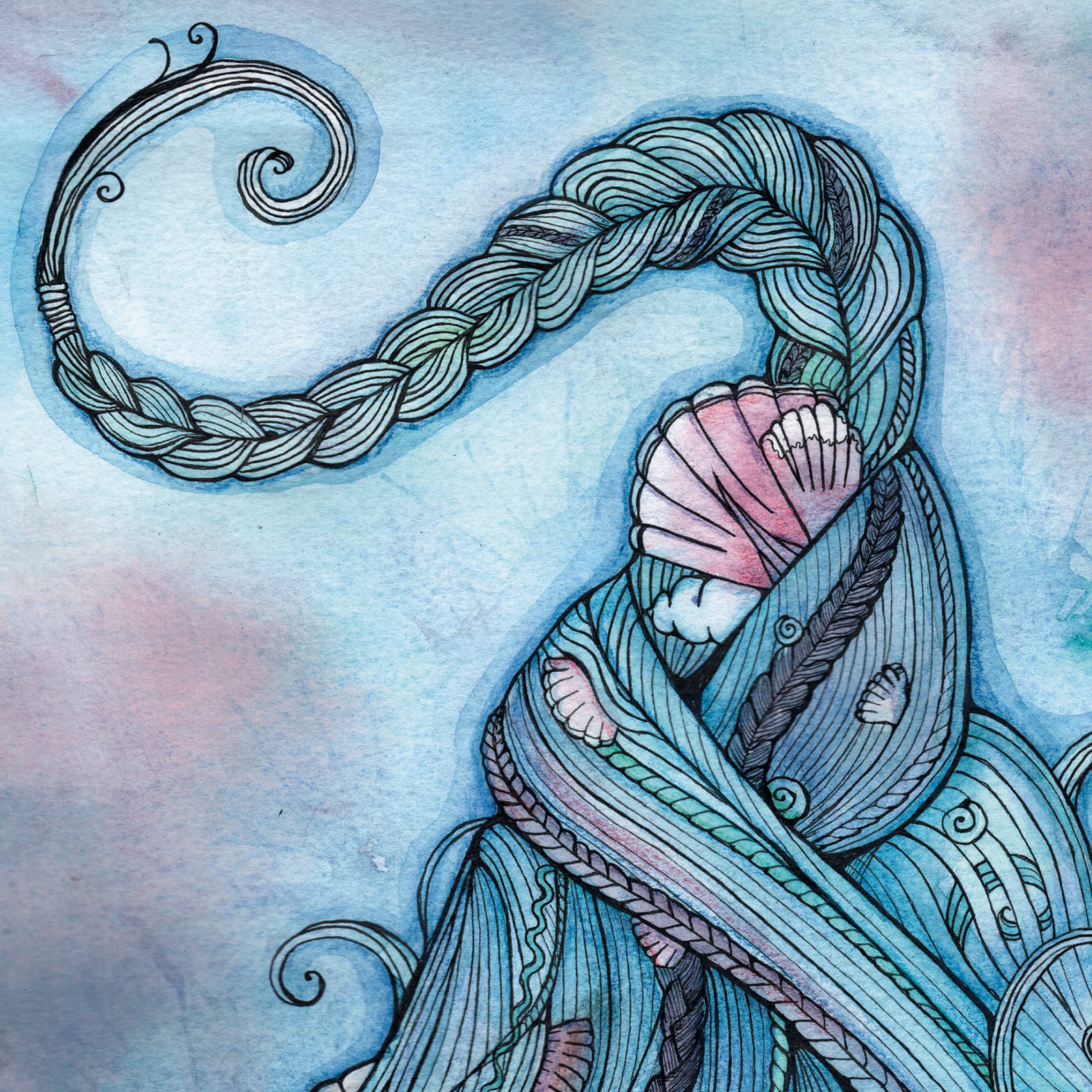 Mermaid Hair Art Print, A4 Watercolour Art, Mermaid Fantasy Themed ...