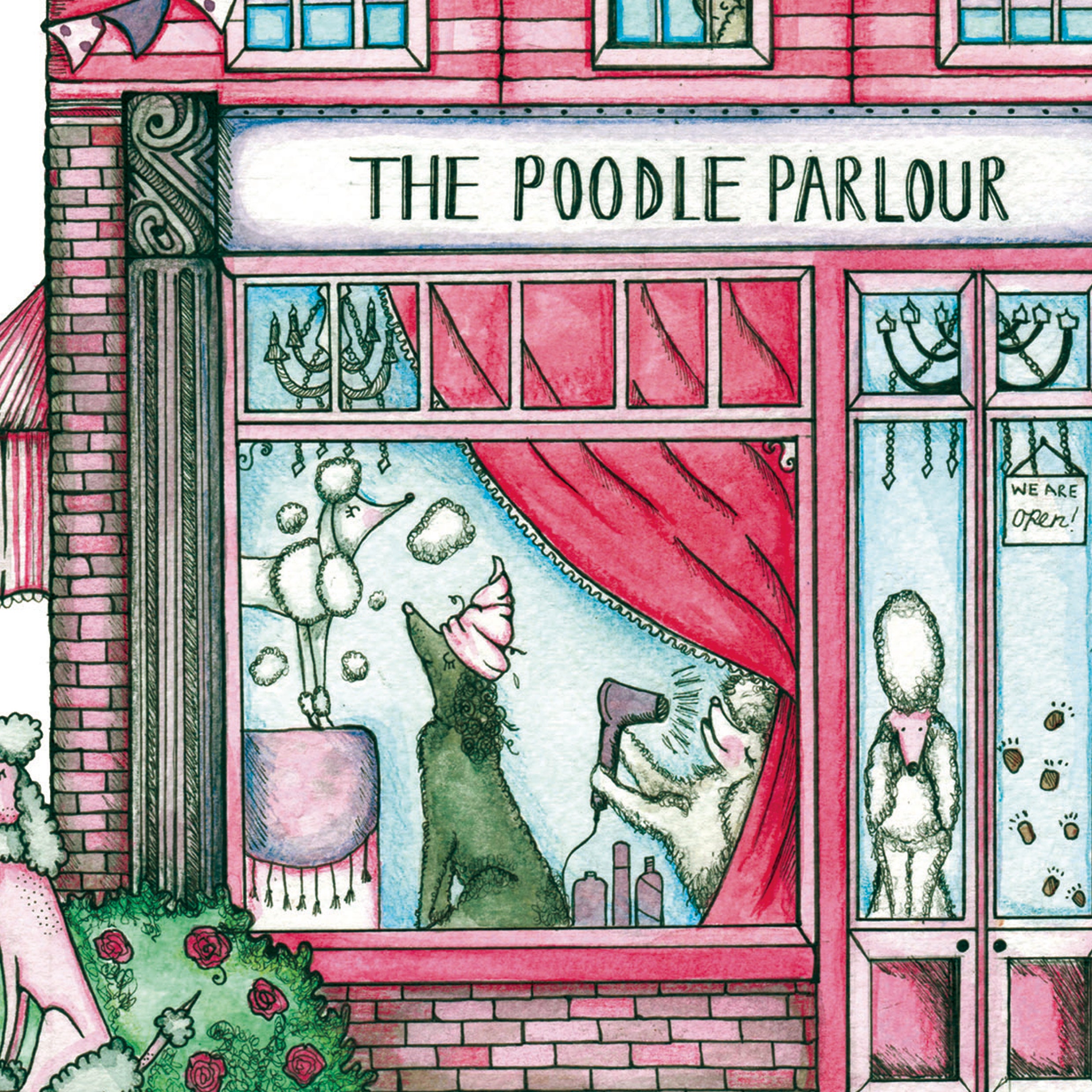 Poodle Parlour Watercolour Print Cute Dog Art Print Quirky - Etsy