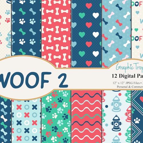 Dogs Digital Paper Pack Dog Scrapbook Pages Patterns Puppy - Etsy