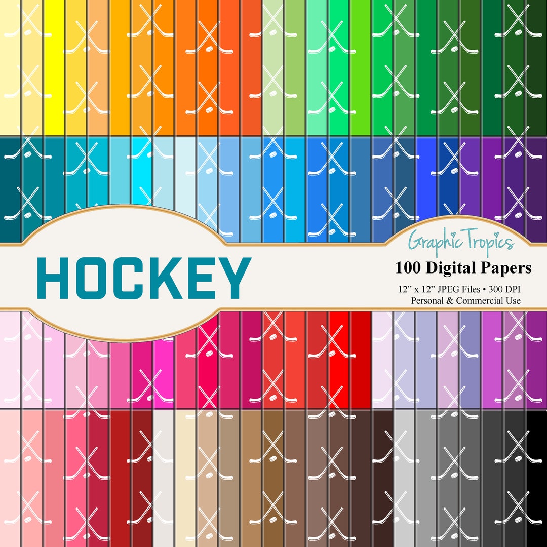 100 Hockey Digital Paper Scrapbook Colors | Hockey Sports Digital Paper ...