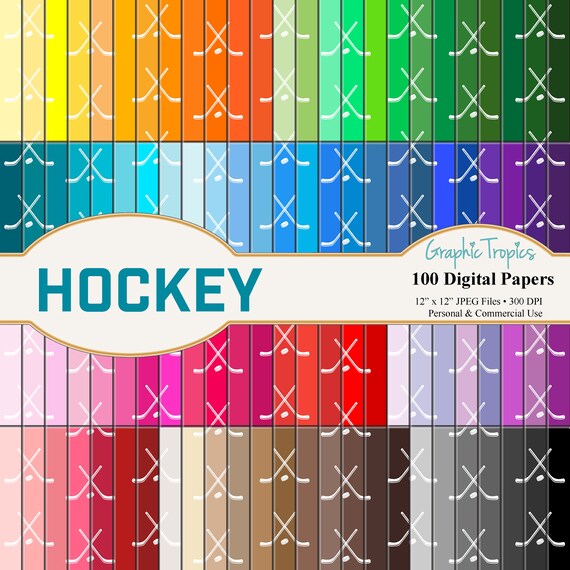 100 Hockey Digital Paper Scrapbook Colors Hockey Sports | Etsy