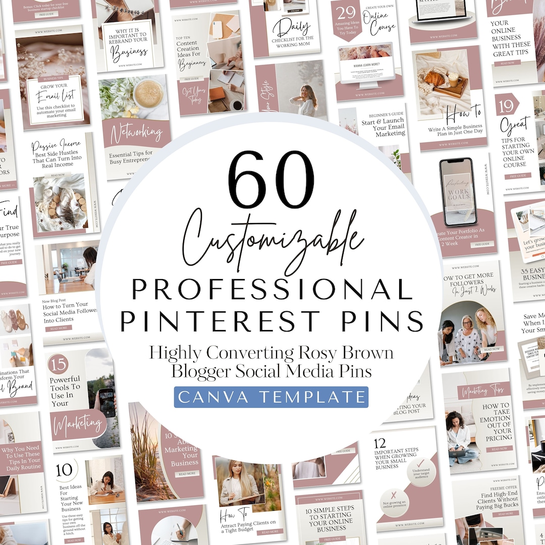 60 Rosy Brown Pinterest Pin Templates, Canva Neutral Minimalist ...