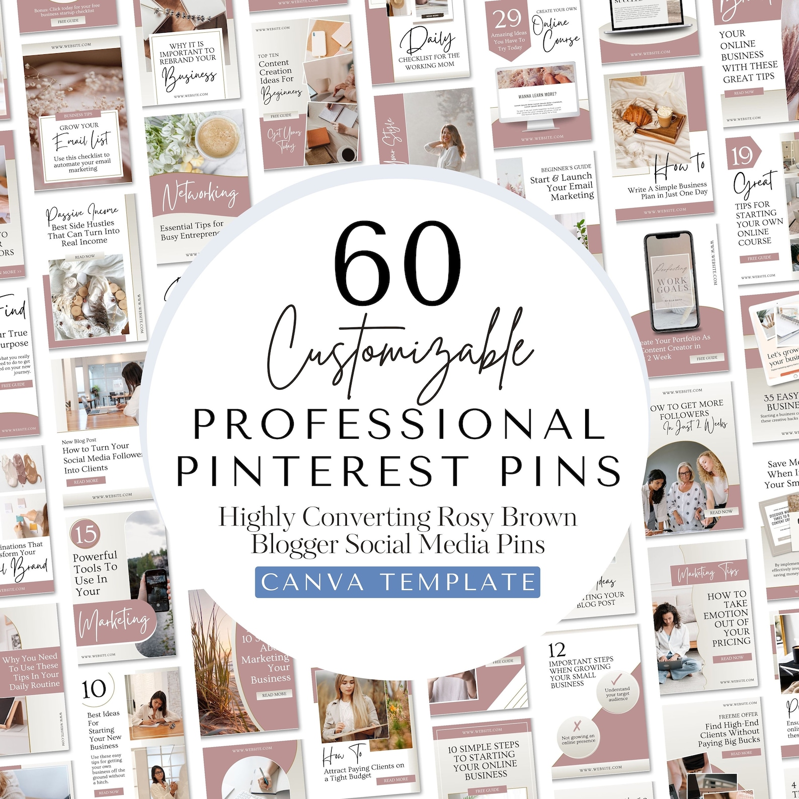60 Rosy Brown Pinterest Pin Templates, Canva Neutral Minimalist ...