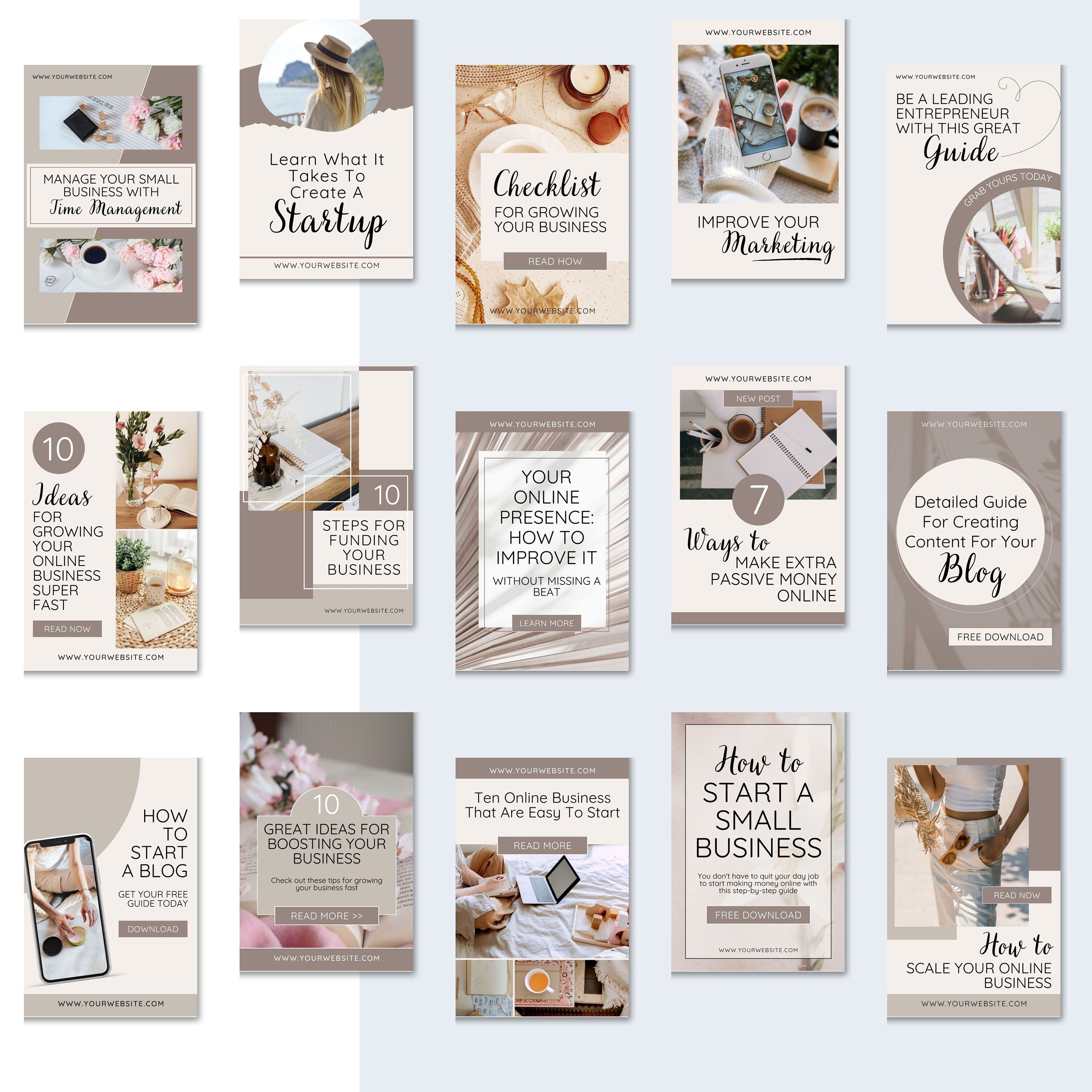 60 Professional Pinterest Pin Templates, Canva Neutral Minimalist ...
