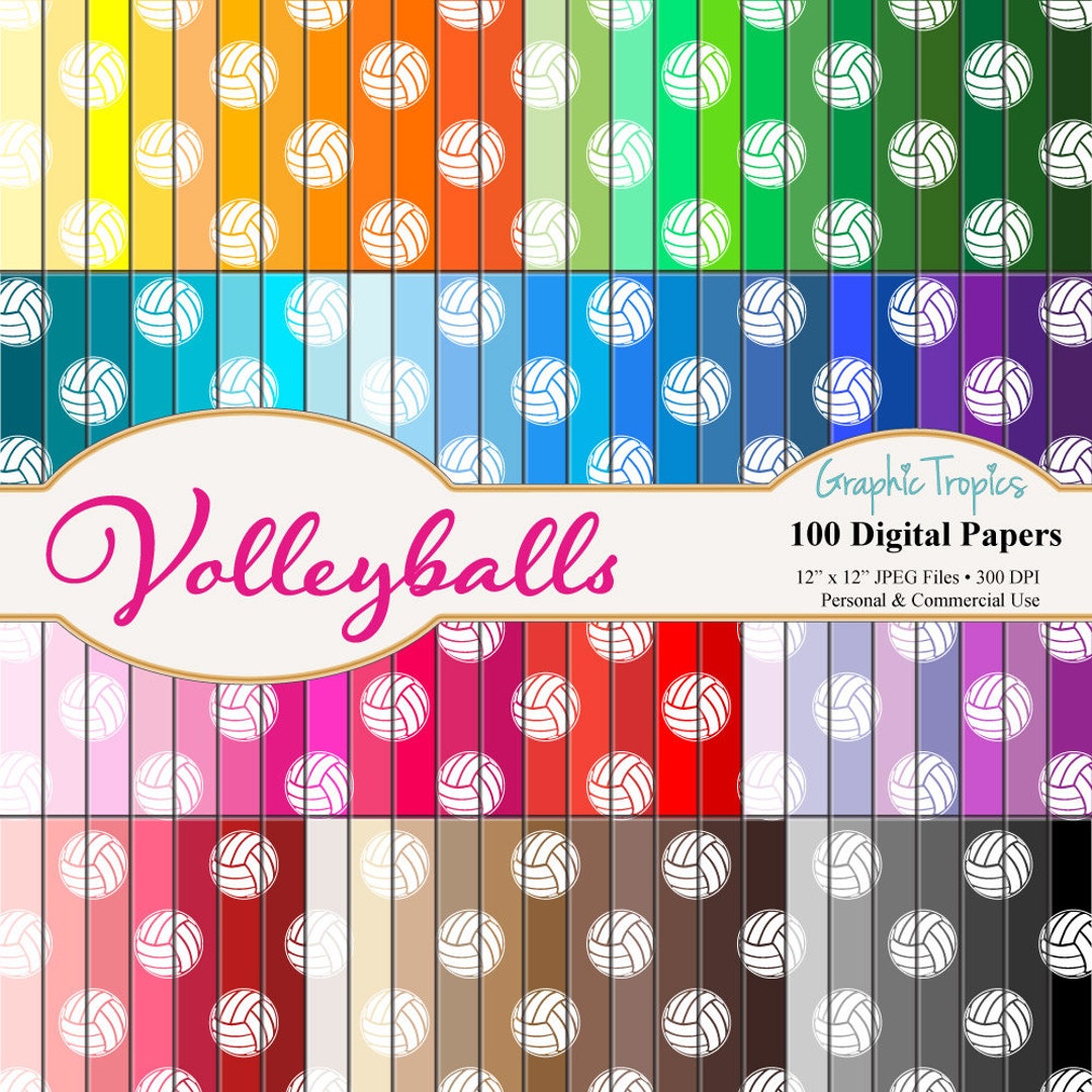 100 Volleyball Digital Paper Scrapbook Colors | Volleyballs Digital ...