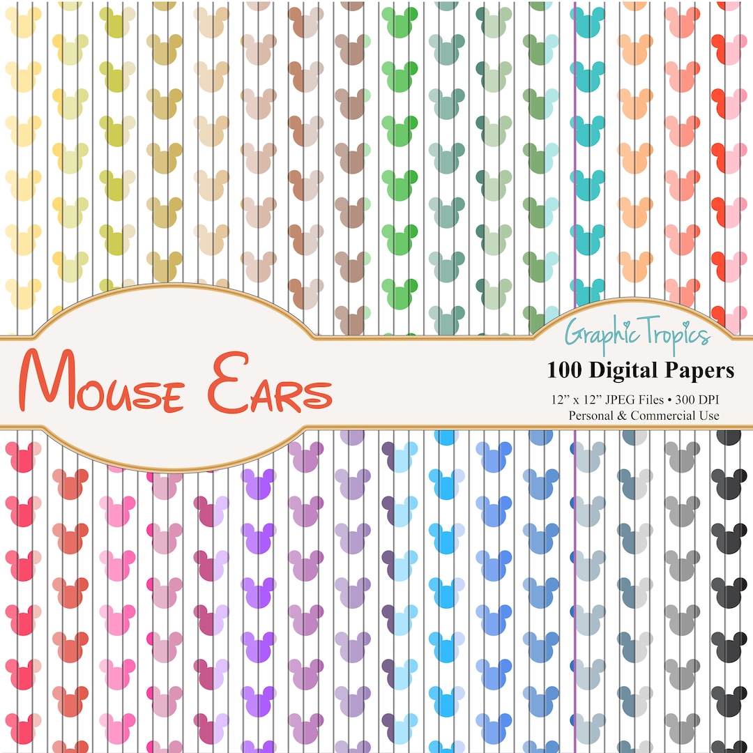 100 Mouse Ears Digital Paper Colors | Digital Download, Mouse Patterns ...