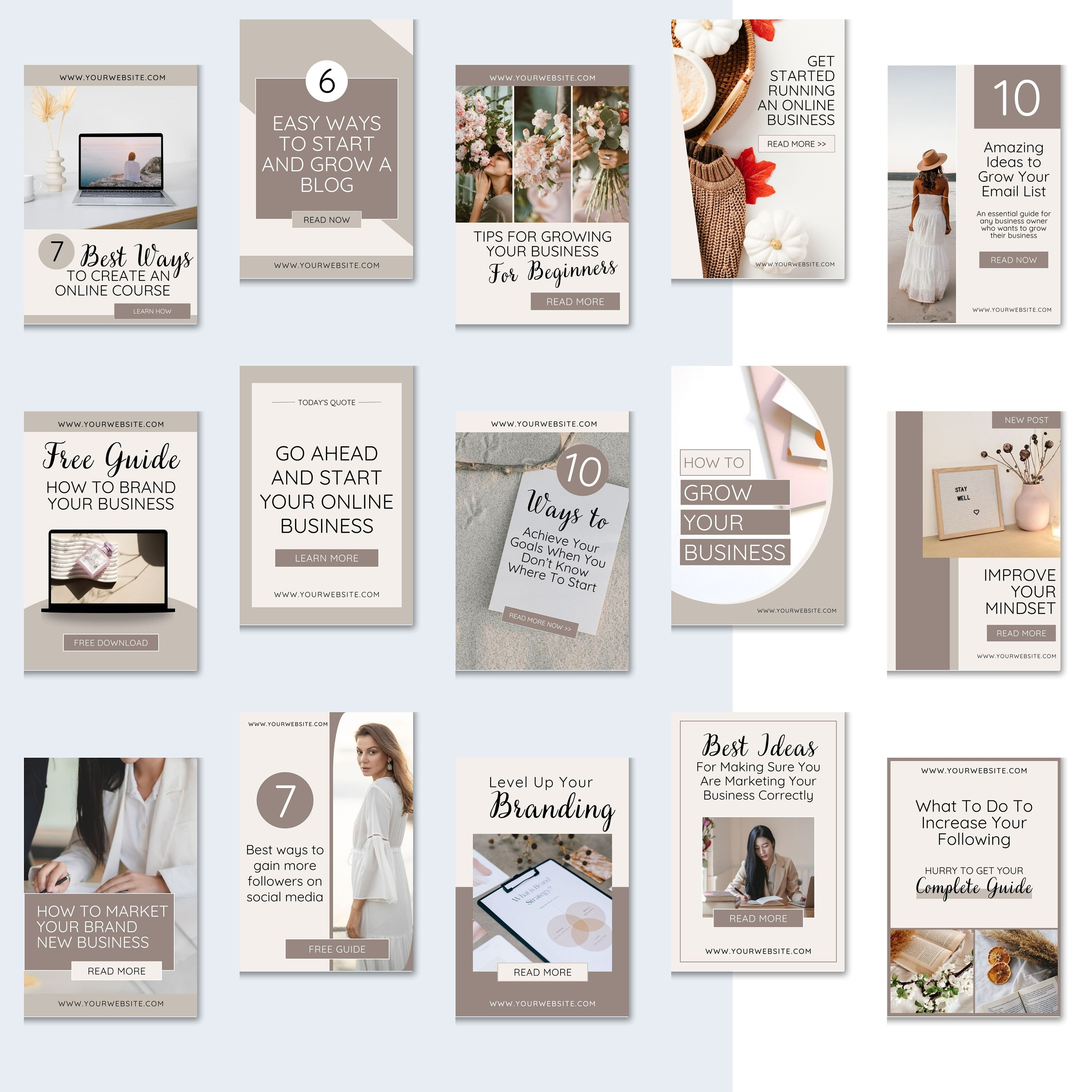 60 Professional Pinterest Pin Templates, Canva Neutral Minimalist ...