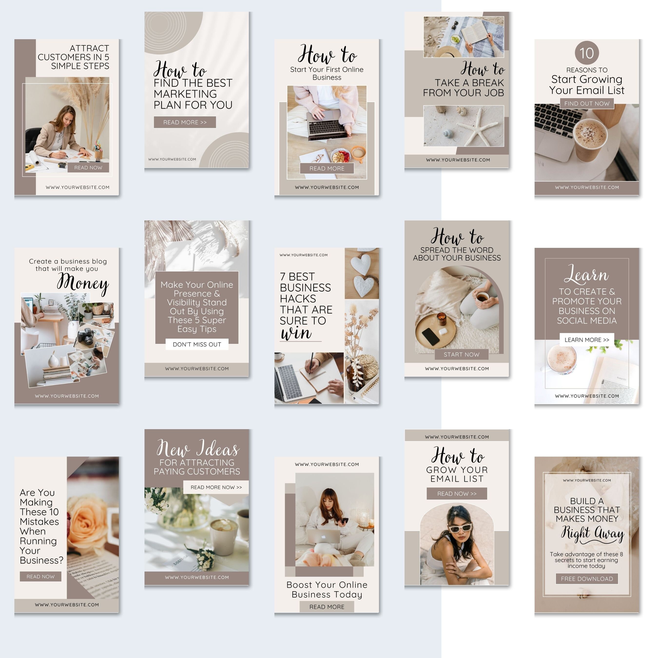 60 Professional Pinterest Pin Templates, Canva Neutral Minimalist ...