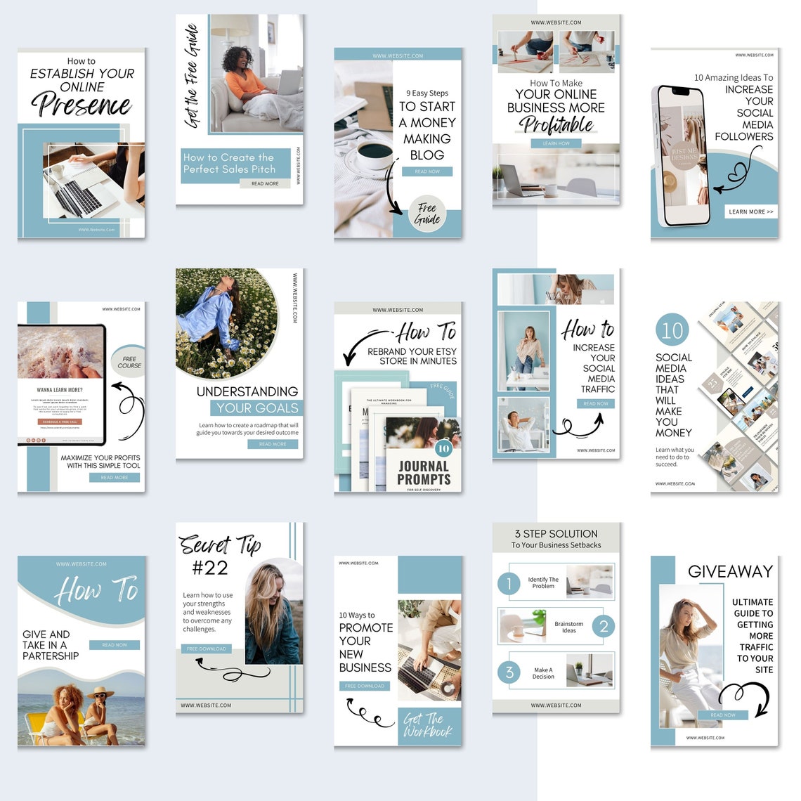 60 Ocean Breeze Pinterest Pin Templates, Canva Blue Minimalist Template ...