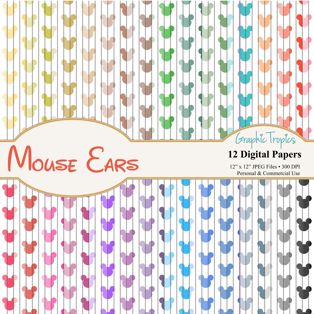 100 Mouse Ears Digital Paper Colors Digital Download Mouse - Etsy
