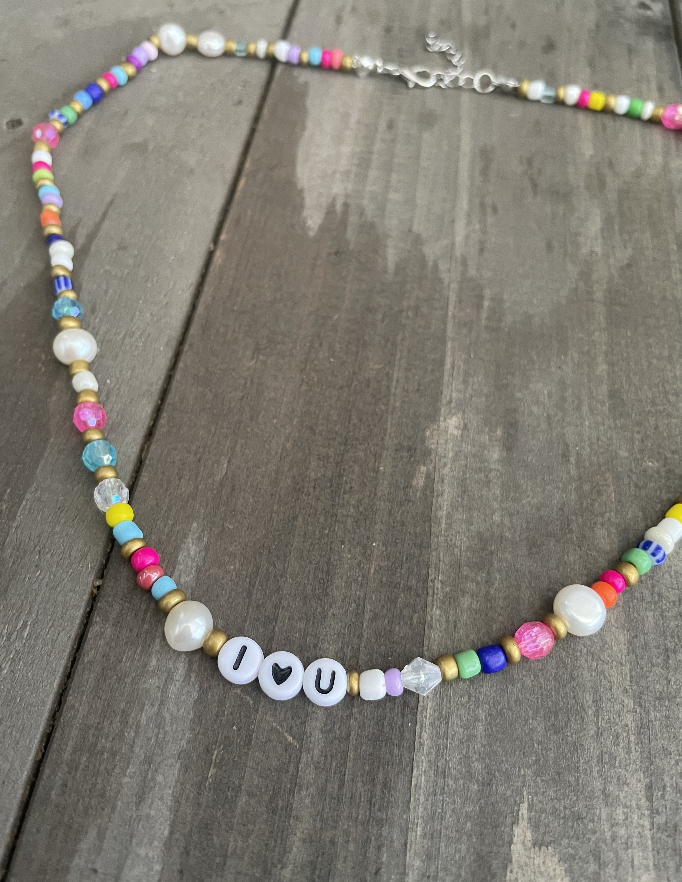 Personalisierte Bunte Perlen Halskette | Etsy