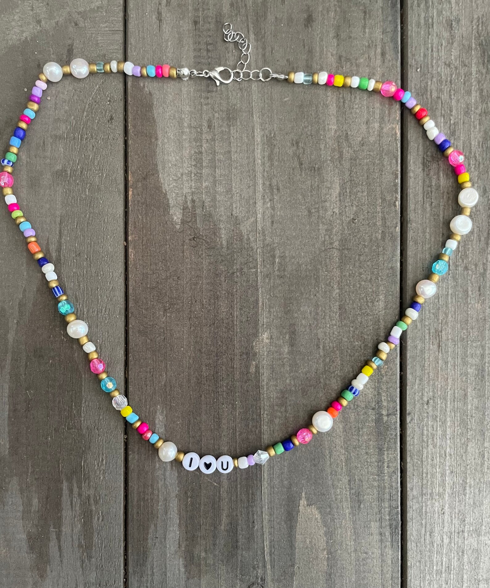 Personalisierte Bunte Perlen Halskette | Etsy