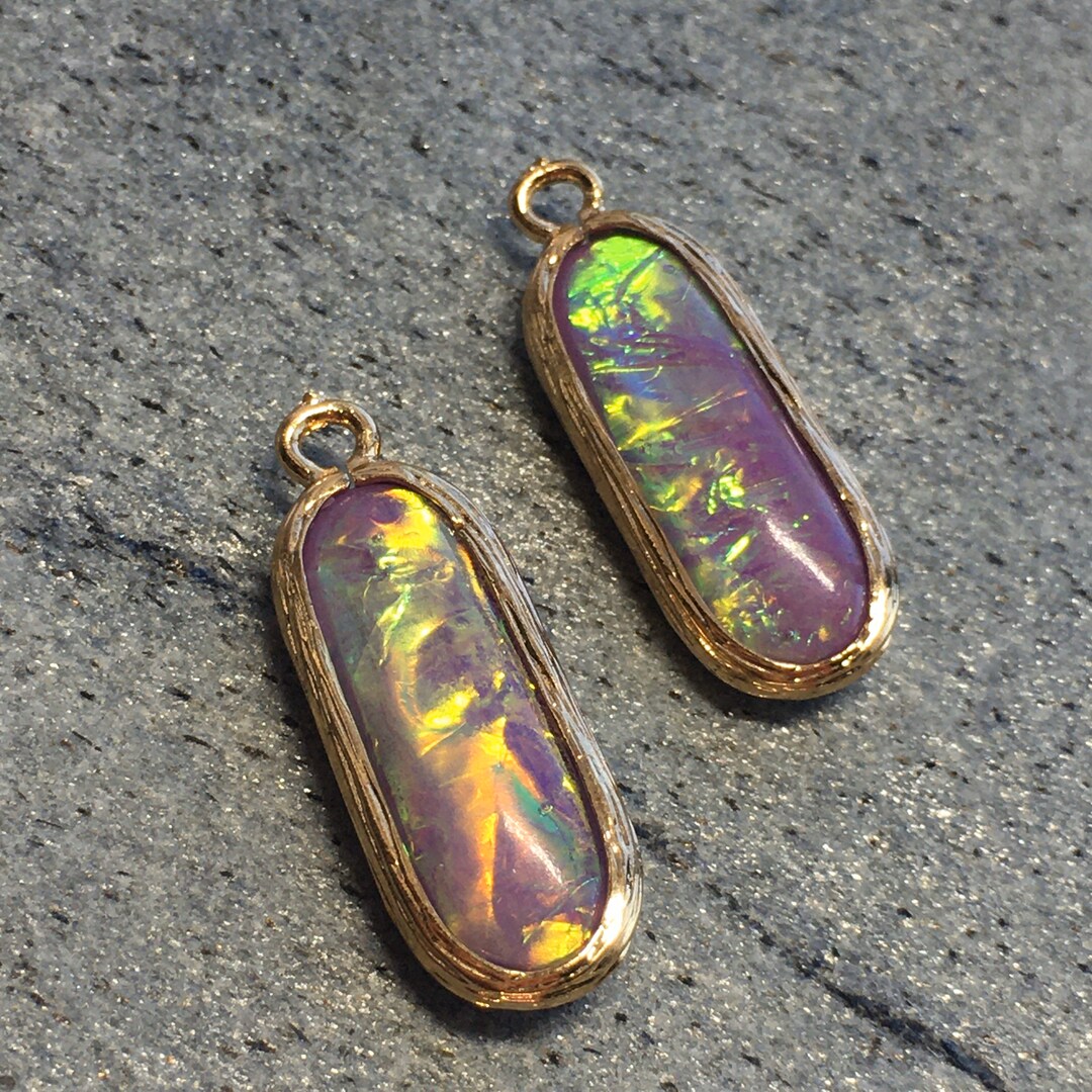 Stunning Two Sided Pendant Component Lot of Two Pink Aqua Green to Pink ...