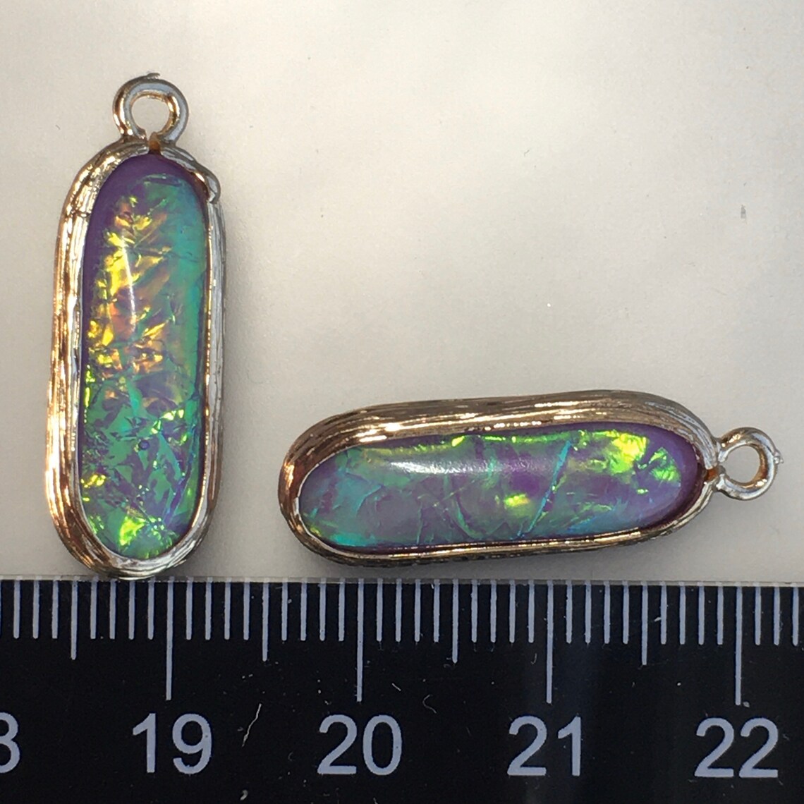 Stunning Two Sided Pendant Component Lot of Two Pink Aqua Green to Pink ...