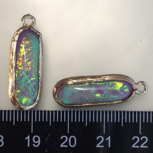 Stunning Two Sided Pendant Component Lot of Two Pink Aqua Green to Pink ...