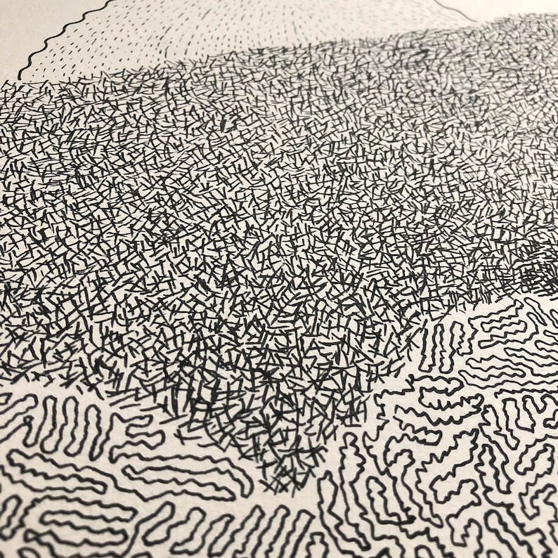 A4 Original Abstract Scenery Black Ink Pen Artwork - Etsy