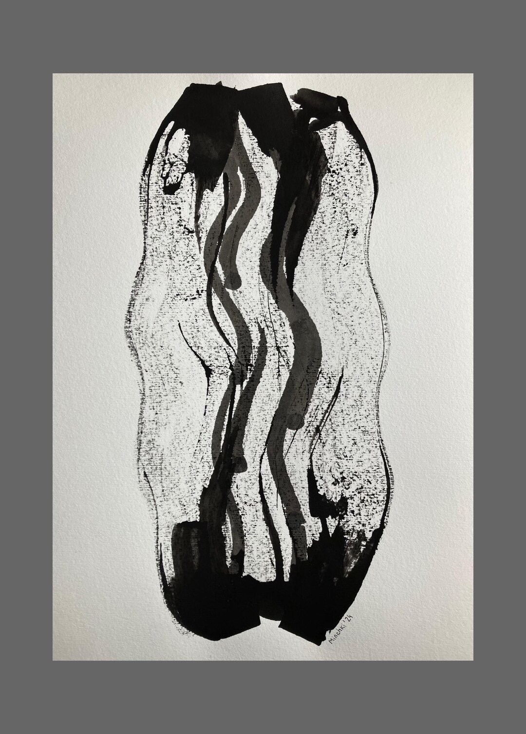 A4 Abstract Drawing in Japanese Black Ink - Etsy