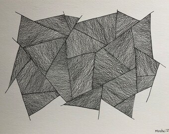 A4 Original Abstract Scenery Black Ink Pen Artwork - Etsy