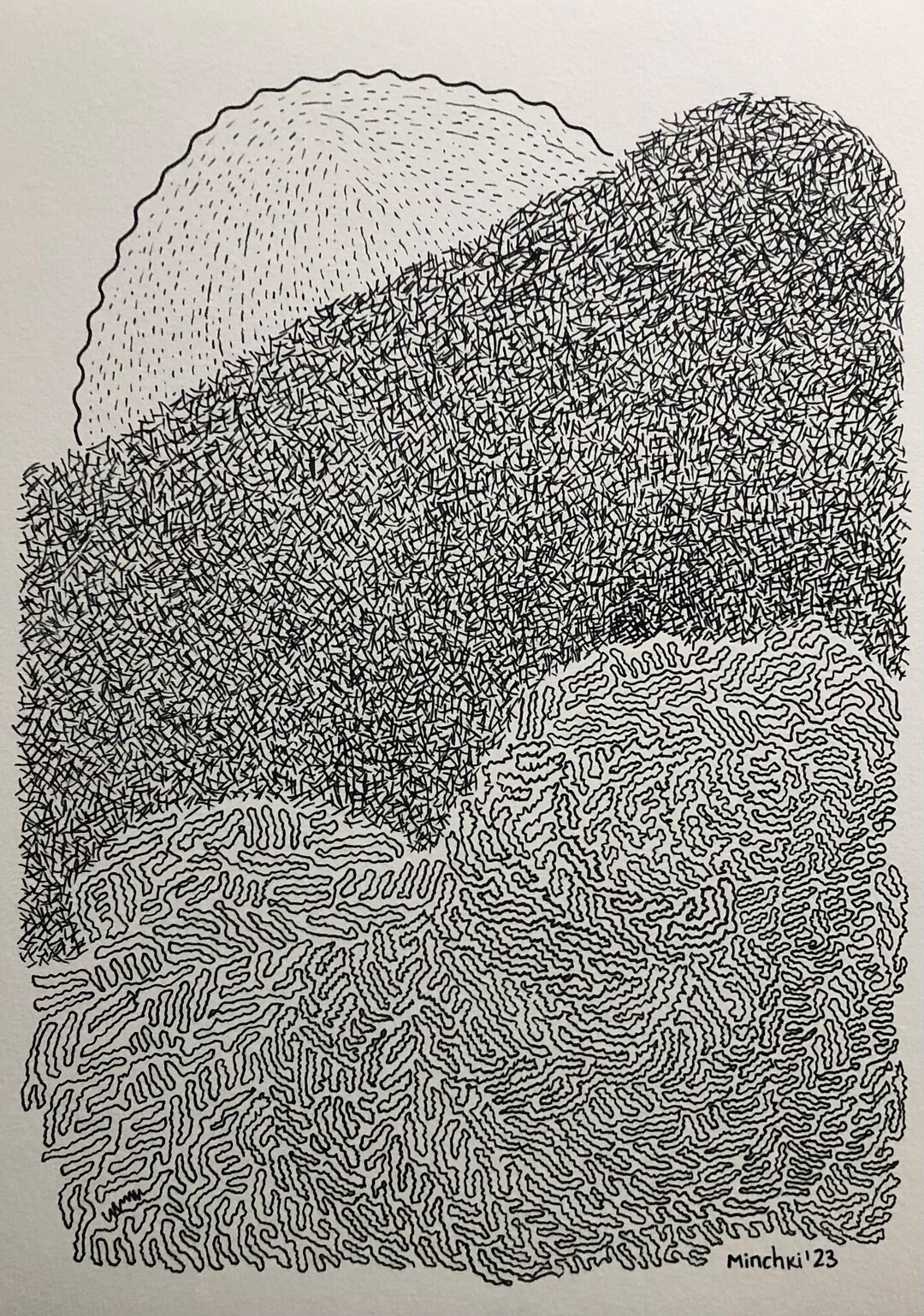 A4 Original Abstract Scenery Black Ink Pen Artwork - Etsy