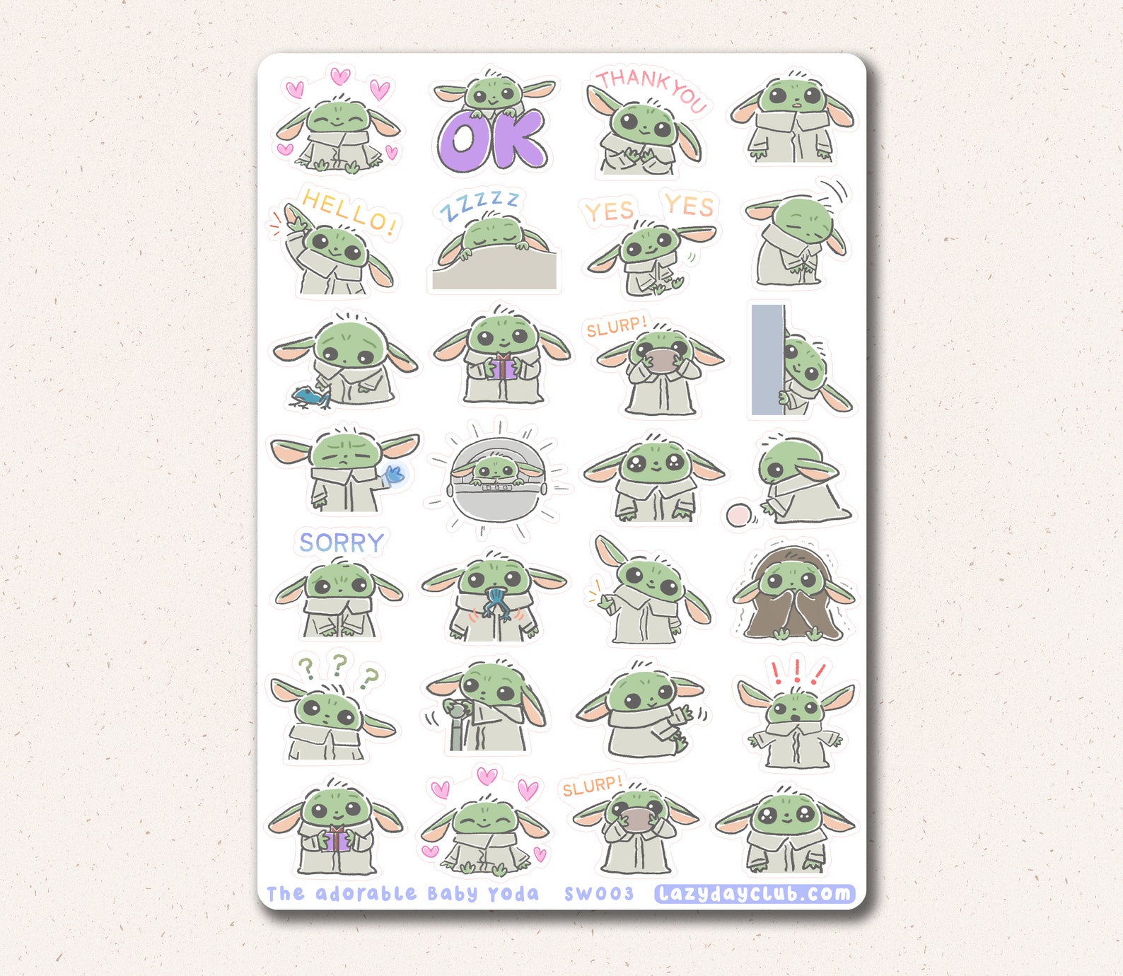 BABY YODA Vinyl Stickers Grogu Stickers SW003 Star Wars | Etsy