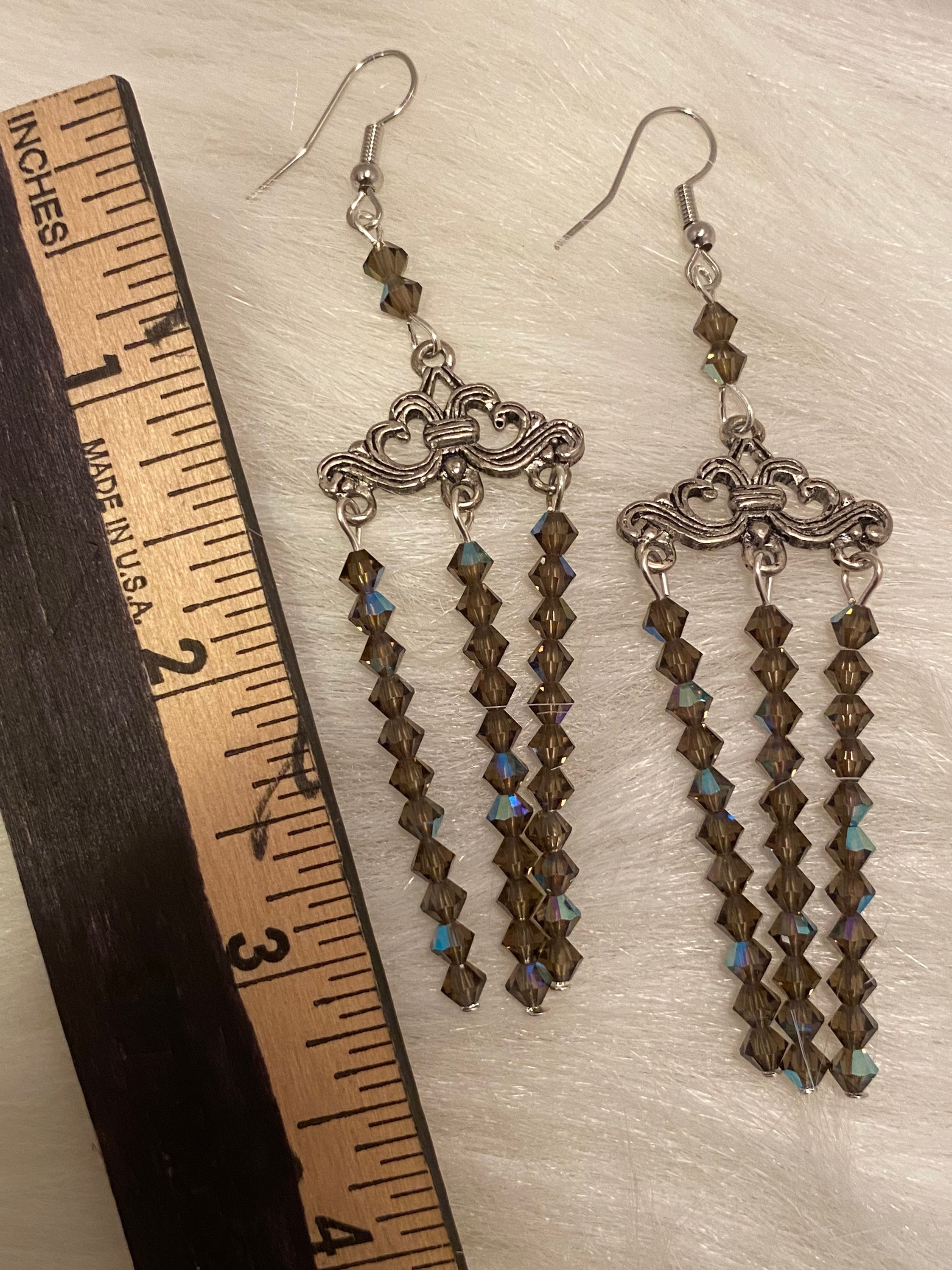 Handmade Earrings Black Small Bicone Beads Silver Design | Etsy