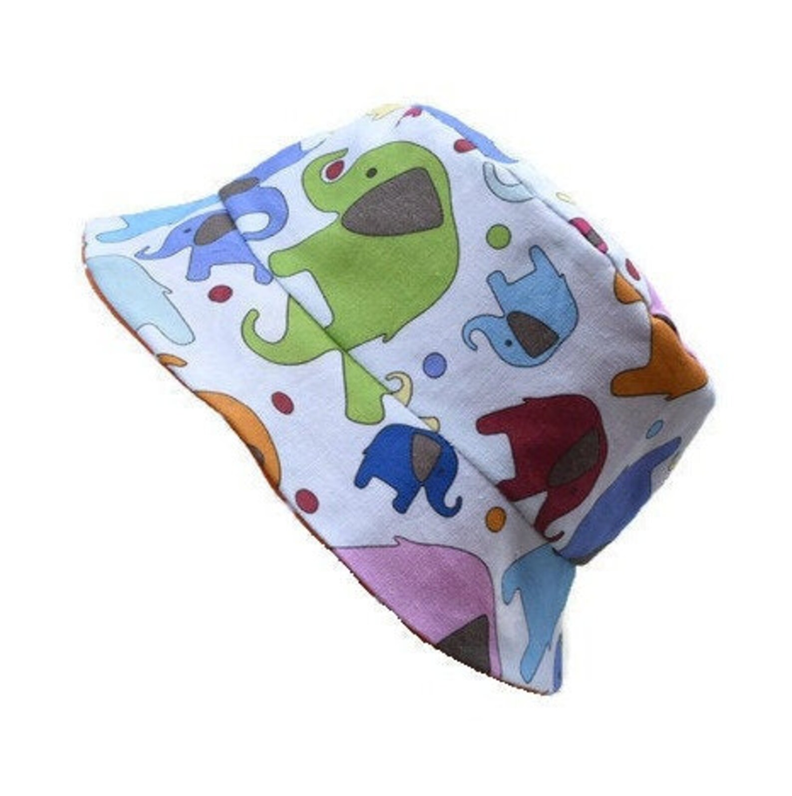 Baby Sun Hat With Orange Doodles and Colourful Elephants - Etsy UK