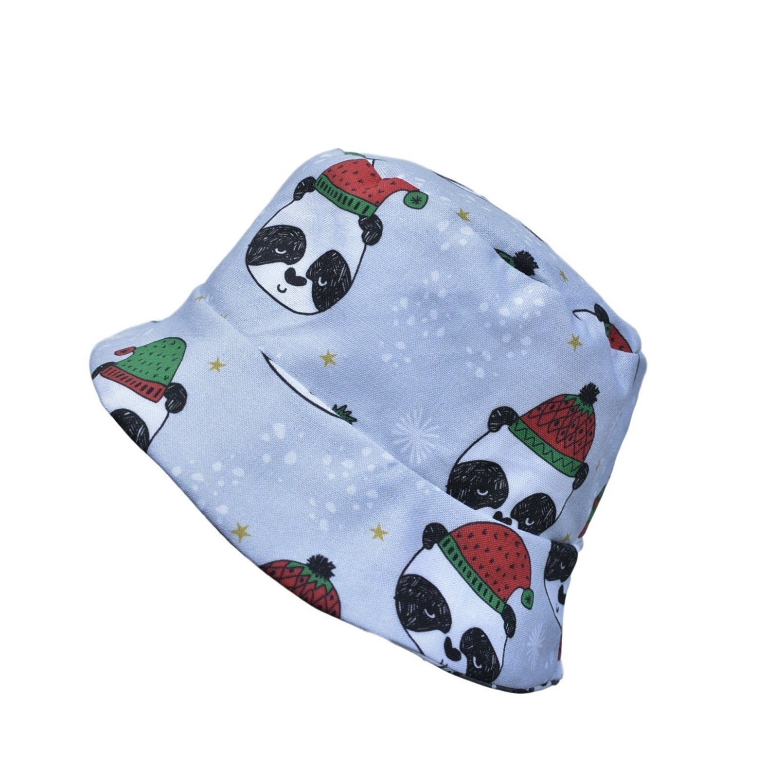 Christmas at the Beach, Festive Pandas, Reversible Bucket Hat - Etsy UK