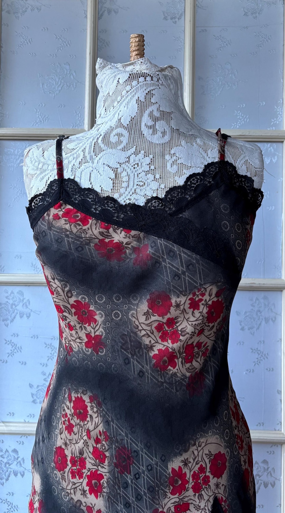 Vintage French Porquois Pas Sheer Gothic Floral Slip Dress | 80s/90s ...