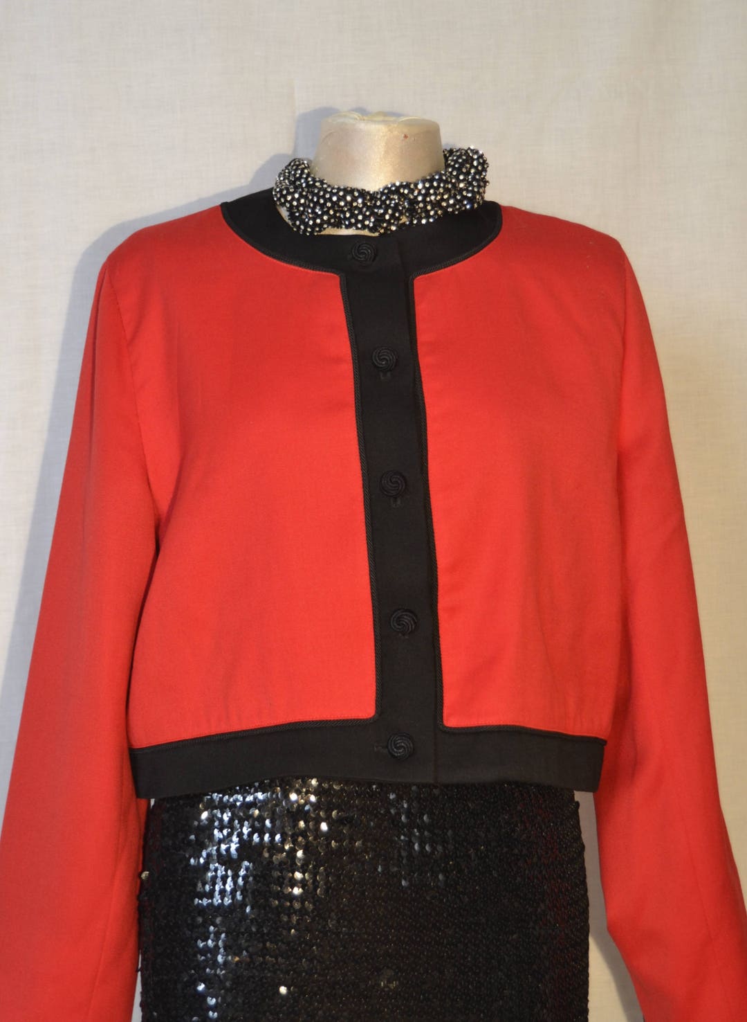 AMANTHEA BOXY JACKET Vintage 80 Woman Jacket Boxy Jacket Red Wool ...