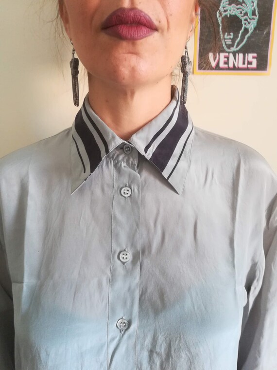 PANCALDI & B SILK SHIRT Vintage 70 Woman Button-Up Sh… - Gem