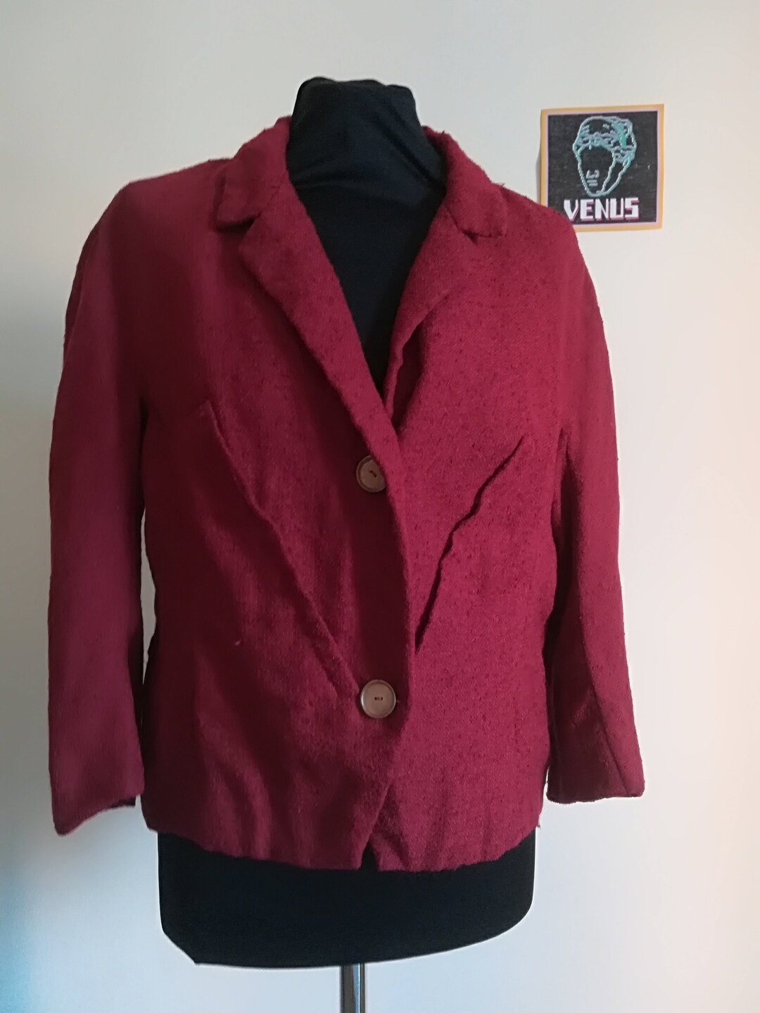 TAILORED BOXY JACKET Vintage 60 Woman Crop Jacket Blazer Jacket Red ...