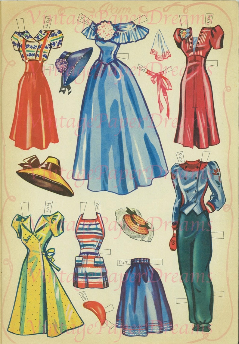 Vintage Paper Doll Printable PDF paper Dolls on Parade 40s - Etsy