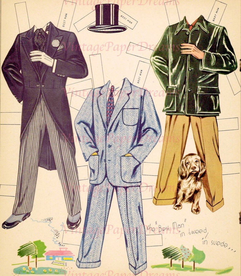 Vintage Paper Doll Printable PDF bride Paper Doll 50s - Etsy