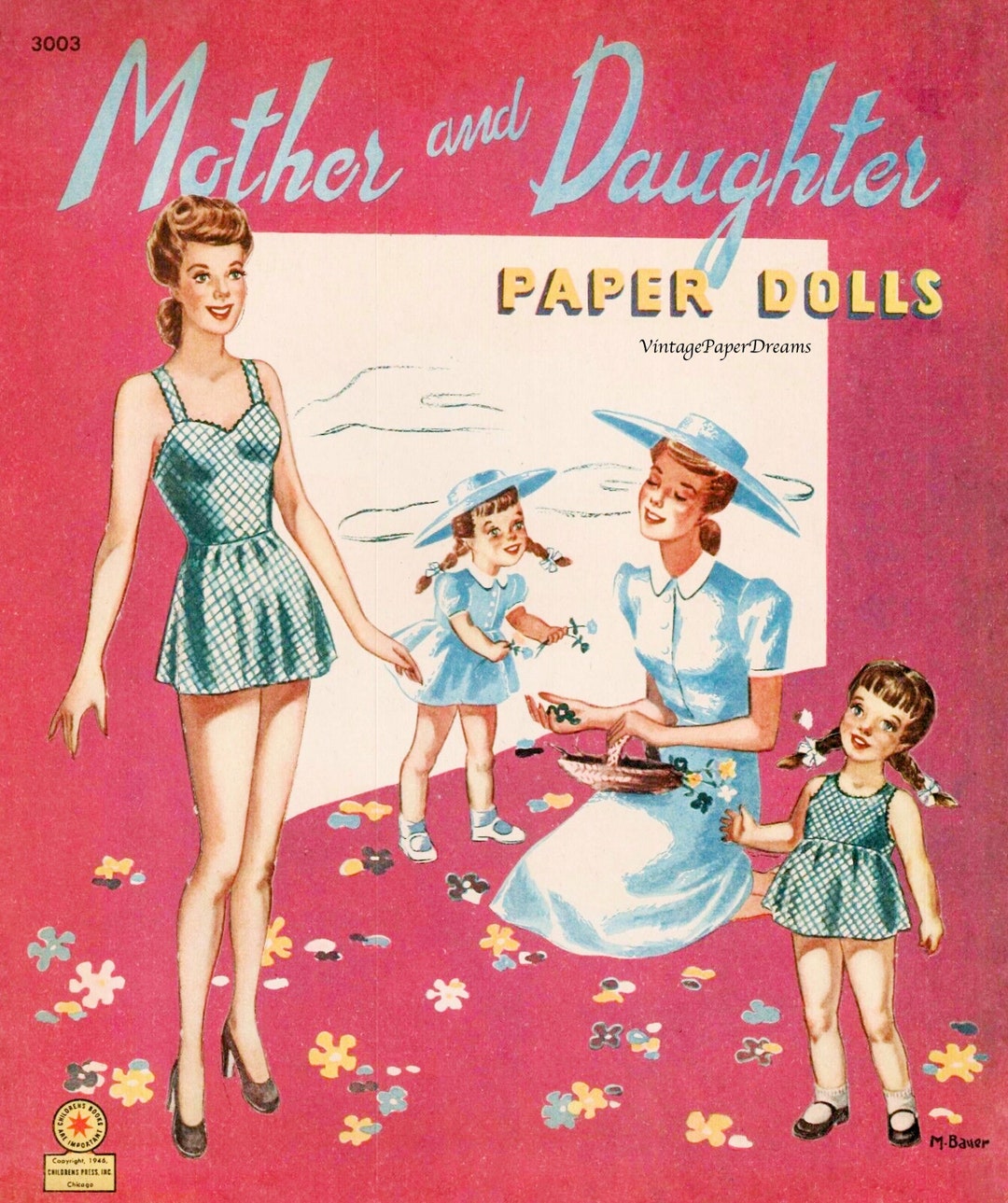Vintage Paper Doll Printable PDF • Mother Daughter Paper Dolls • 40s ...