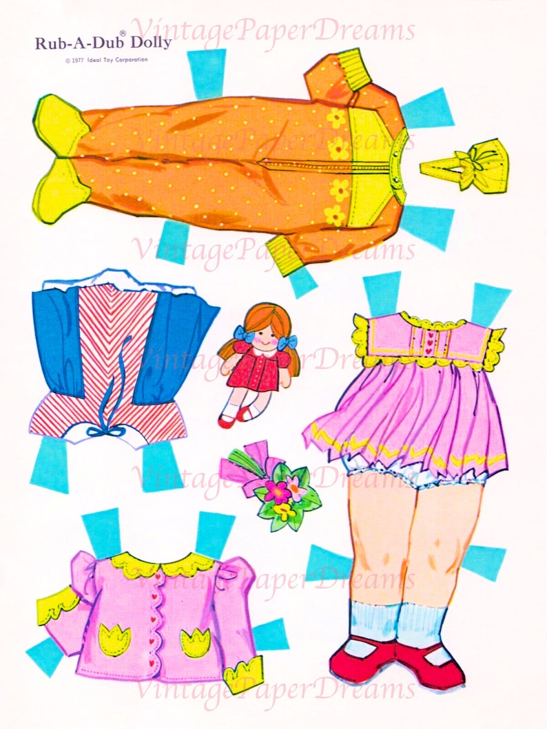 Vintage Paper Doll Printable PDF Baby Paper Doll 70s 1970s Etsy de vintage-paper-doll-printable-pdf-baby-paper-doll-70s-1970s-etsy-de