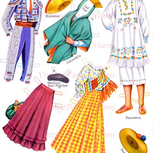 Vintage Paper Doll Printable PDF • latina Paper Dolls • 60s 1960s Paper ...