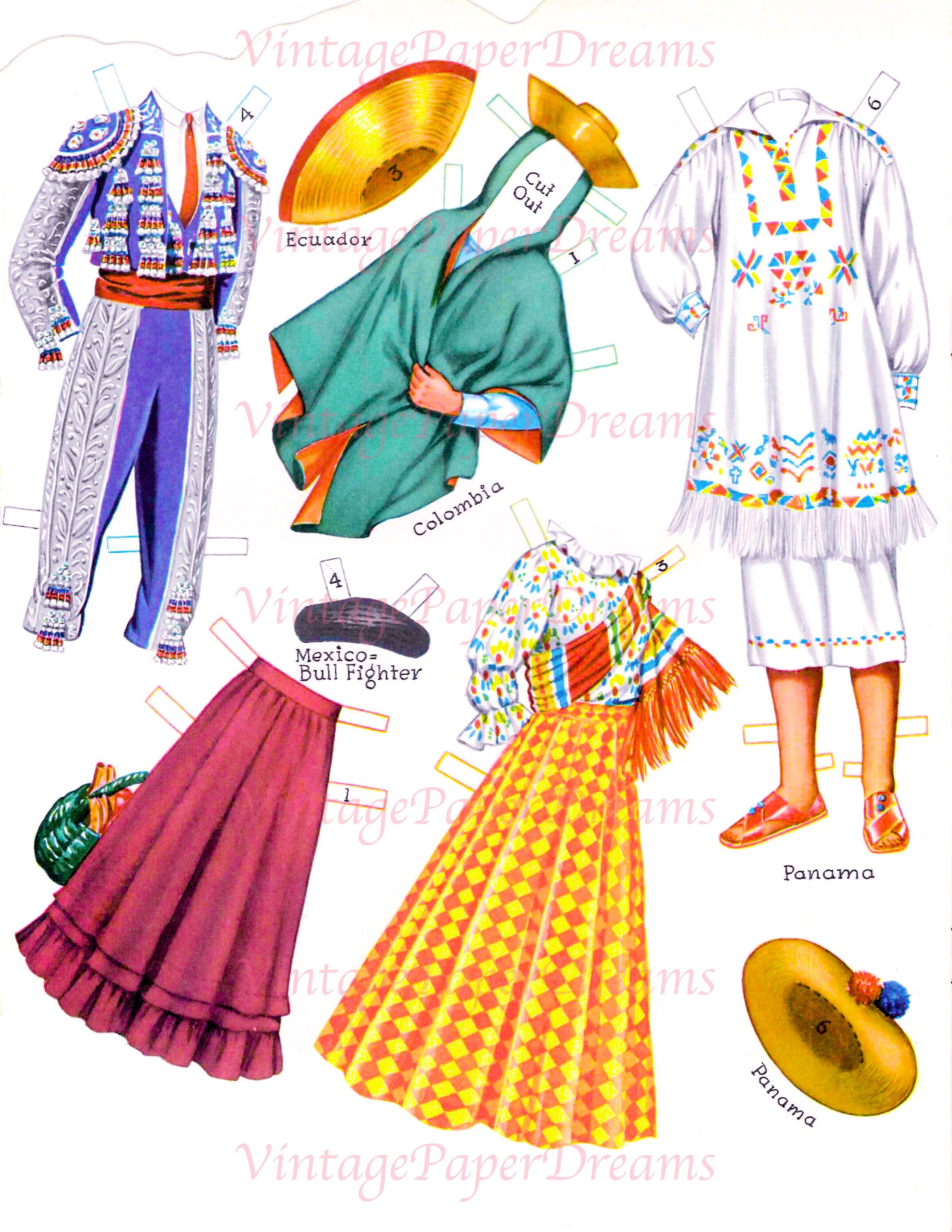 Vintage Paper Doll Printable PDF latina Paper Dolls 60s 1960s Paper ...