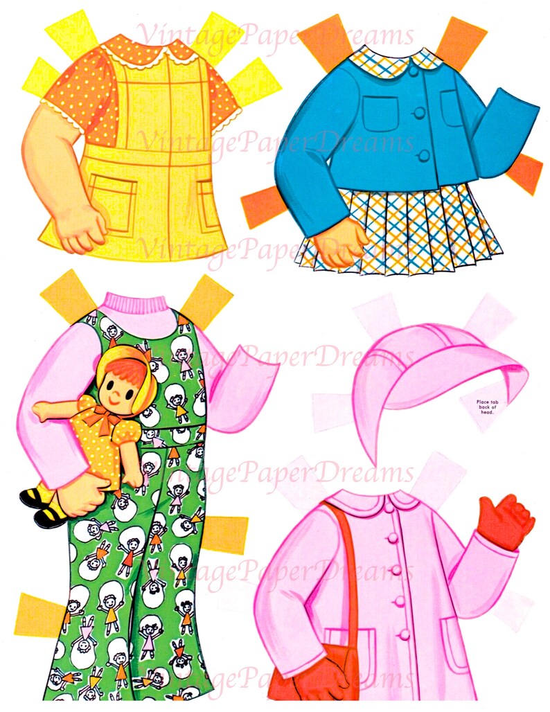 Vintage Paper Doll Printable PDF dottie Paper Doll 70s 1970s Paper Doll ...
