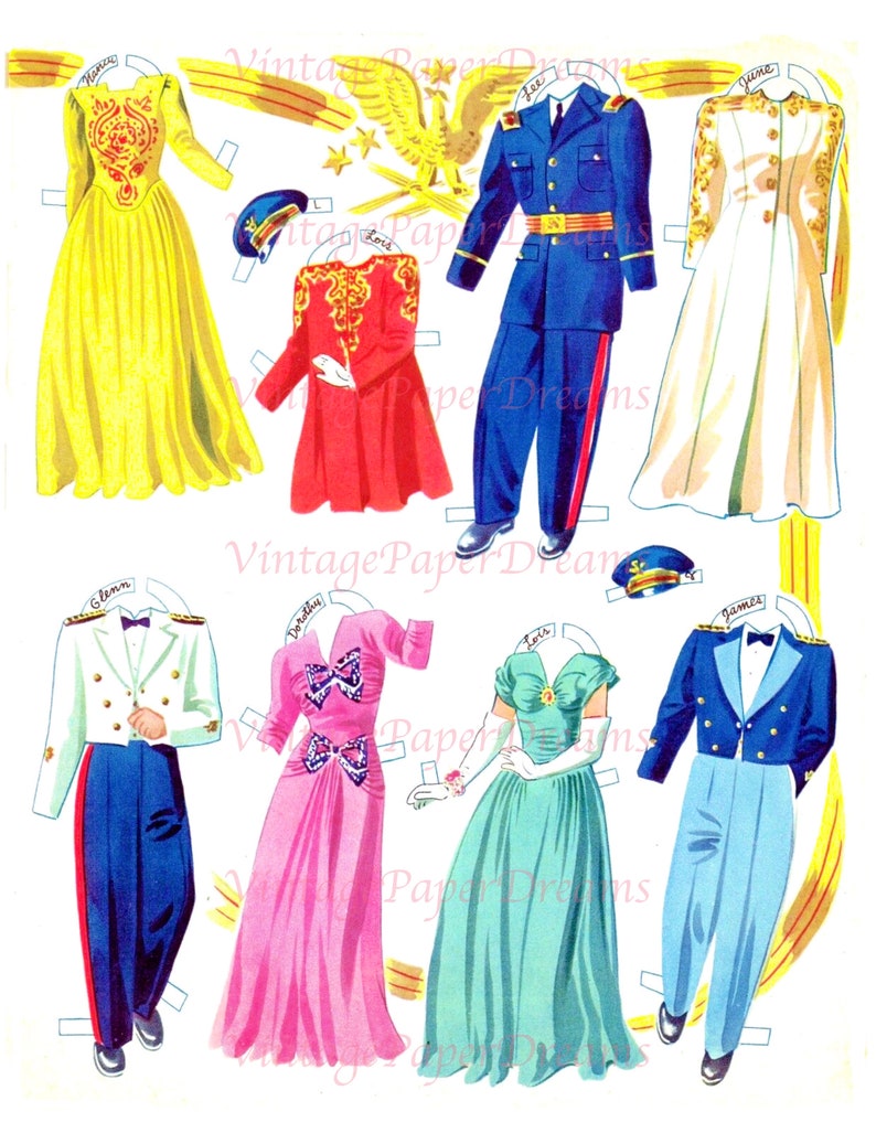 Vintage Paper Doll Printable PDF • Army Nurse Doctor Paper Dolls • 40s ...