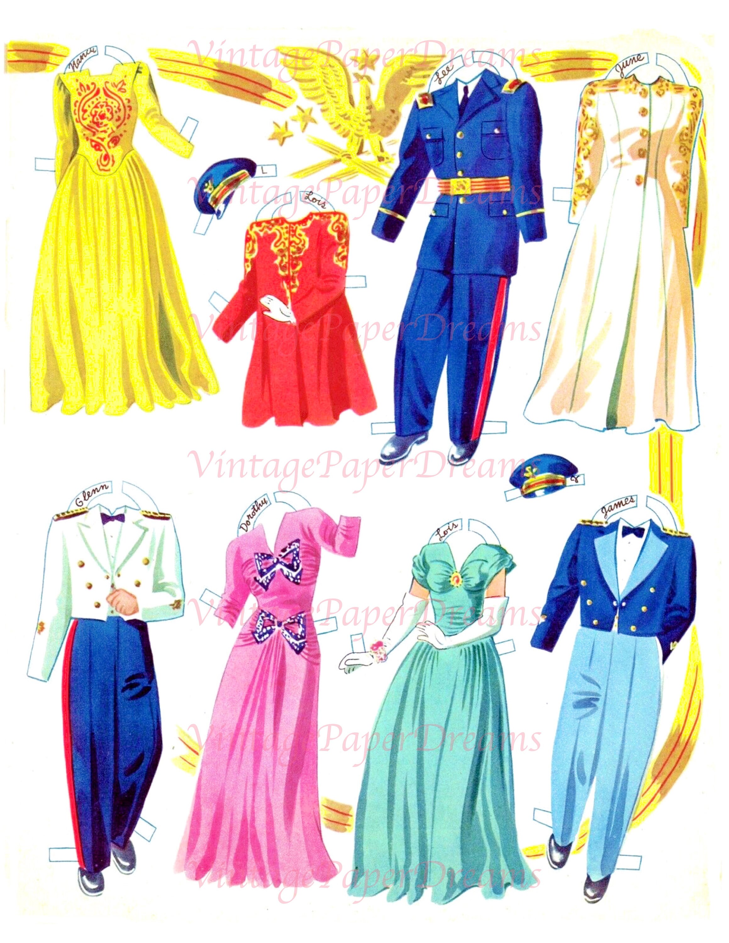 Vintage Paper Doll Printable PDF • Army Nurse Doctor Paper Dolls • 40s ...