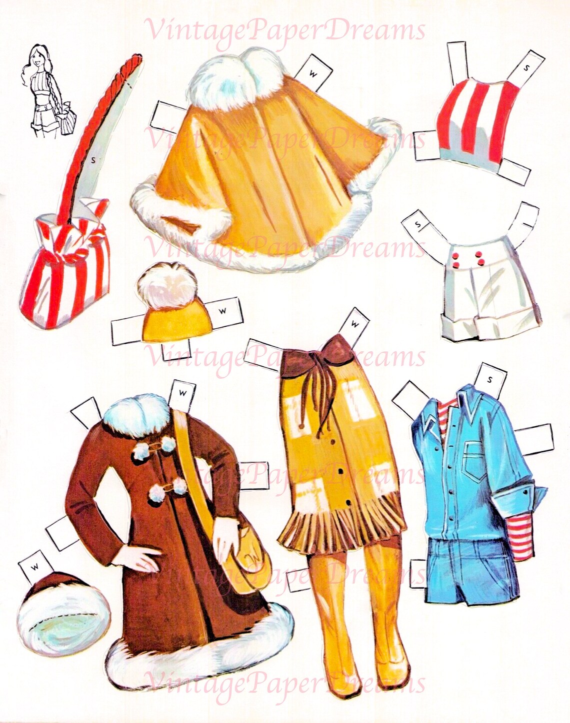 Vintage Paper Doll Printable PDF sports Paper Doll 1974 - Etsy