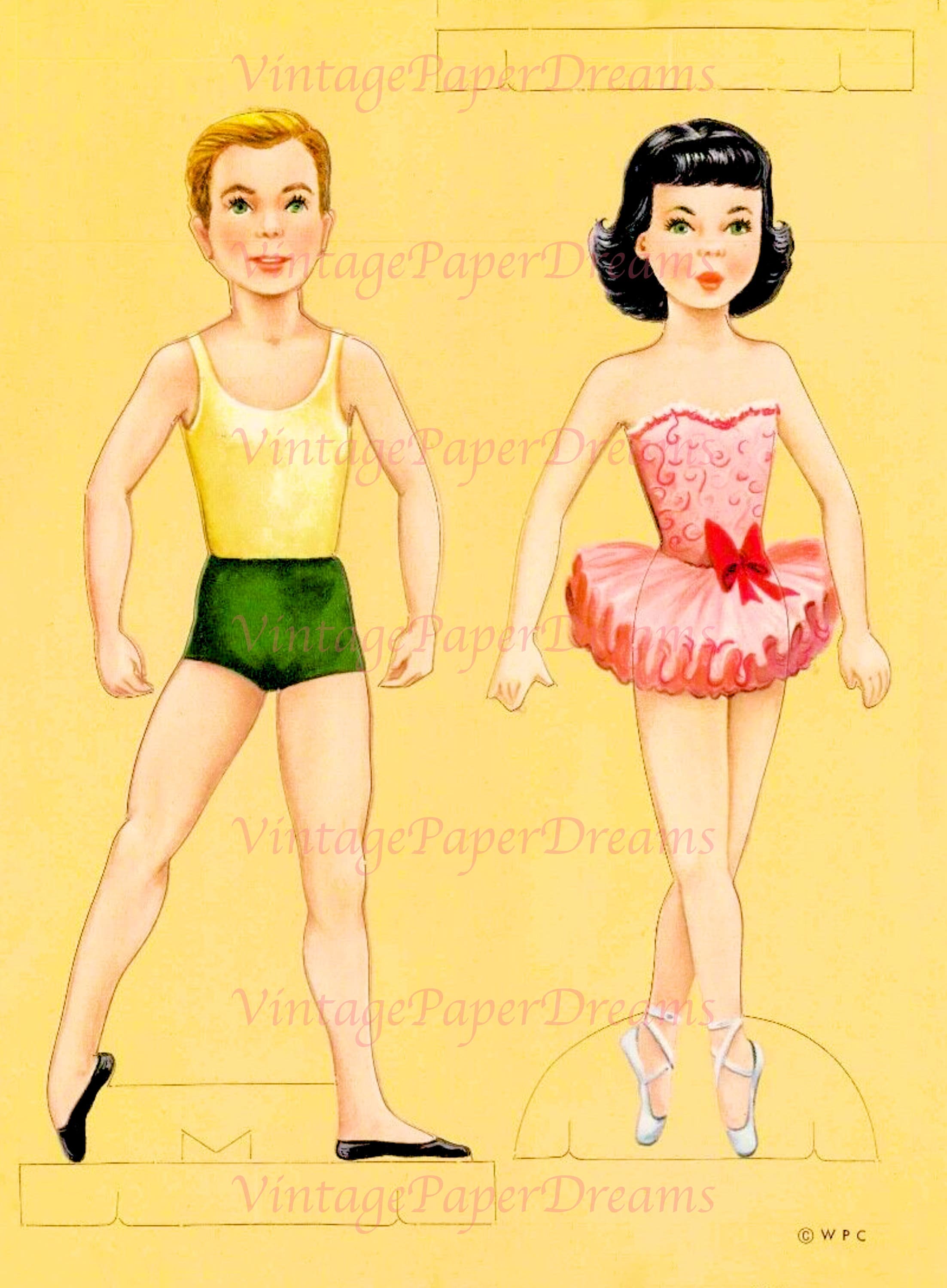 Vintage Paper Doll Printable PDF ballet Ballerina Paper Doll 50s 1950s ...