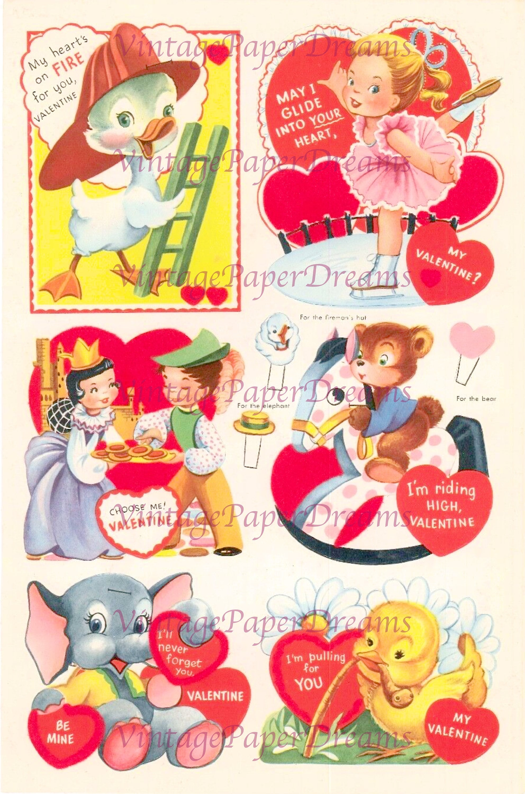 40 Vintage Valentines Card Printable PDF 1950s Holiday Card - Etsy