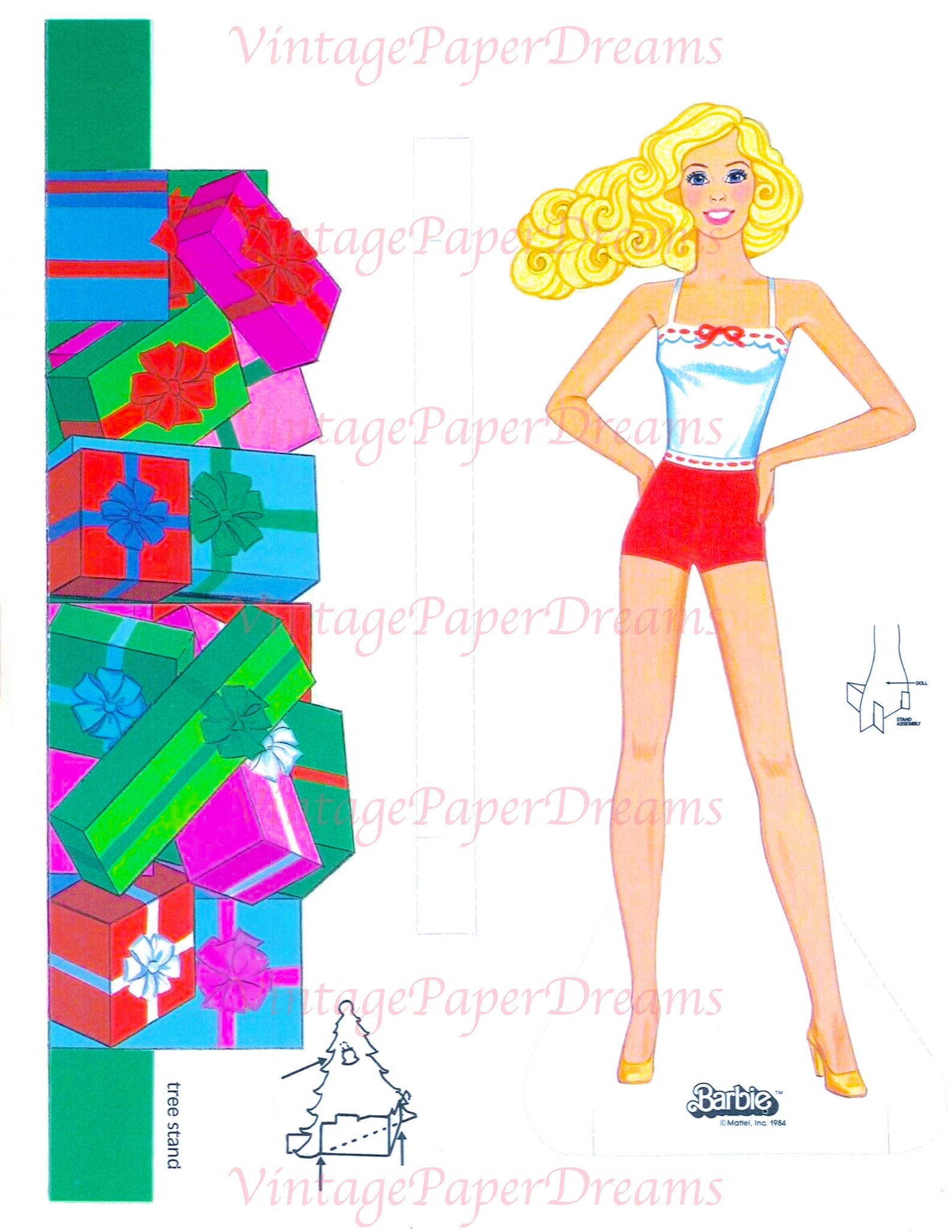 Vintage Paper Doll Printable PDF Christmas Barbie Paper Doll - Etsy