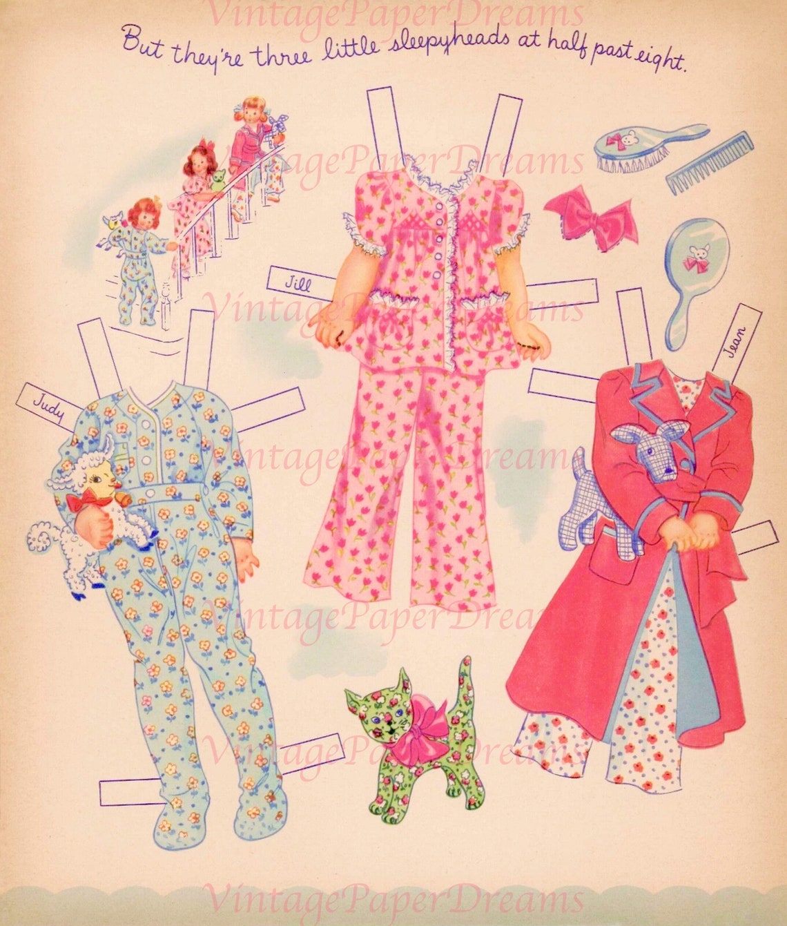 Vintage Paper Doll Printable PDF • judy Jill & Jean Paper Dolls JPEG ...