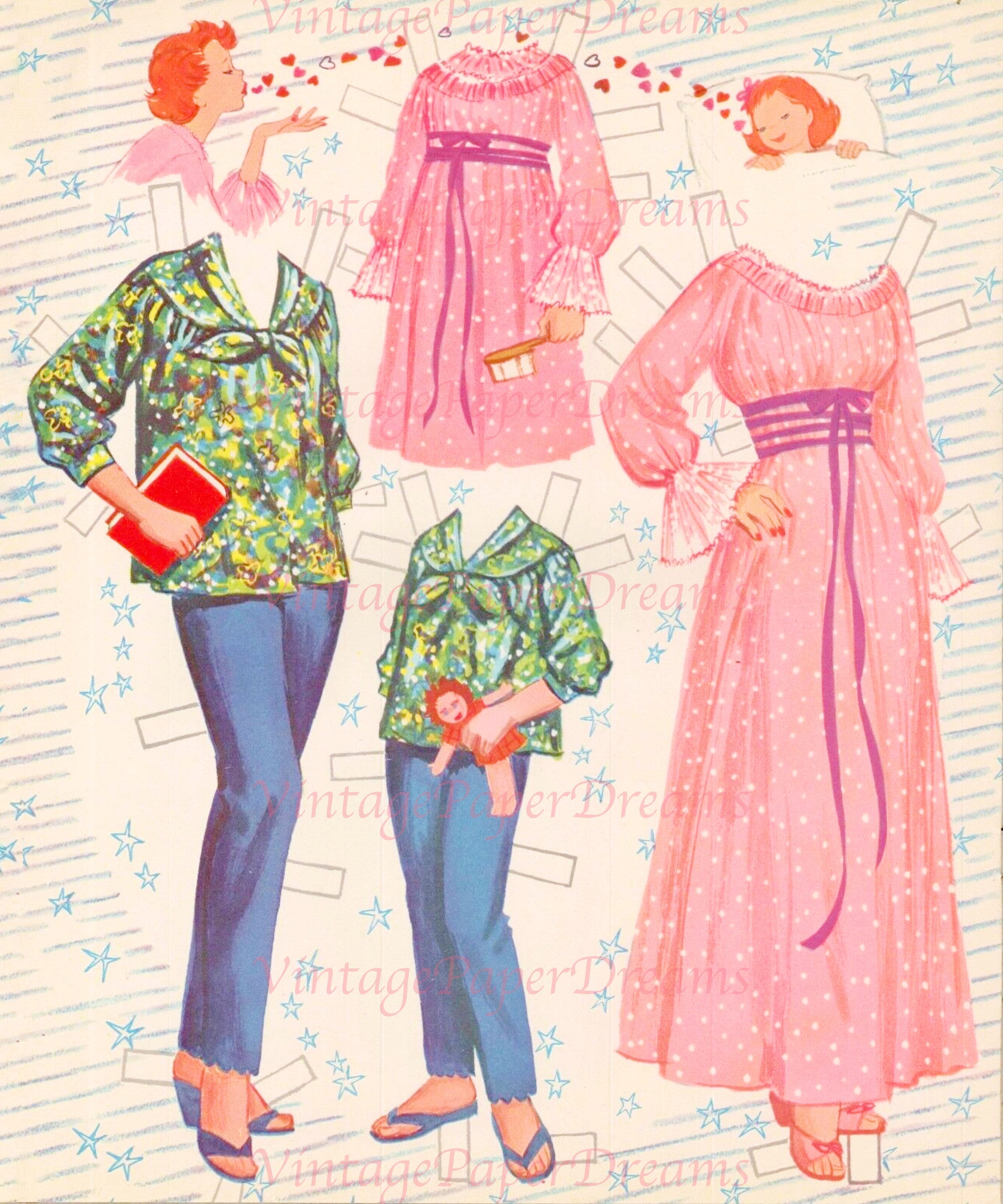 Vintage Paper Doll Printable PDF • Mother Daughter Paper Dolls • 50s ...