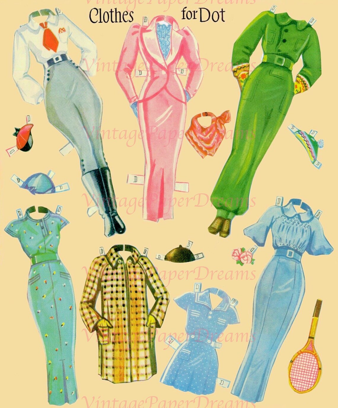 Vintage Paper Doll Printable PDF art Deco Paper Doll 30s - Etsy