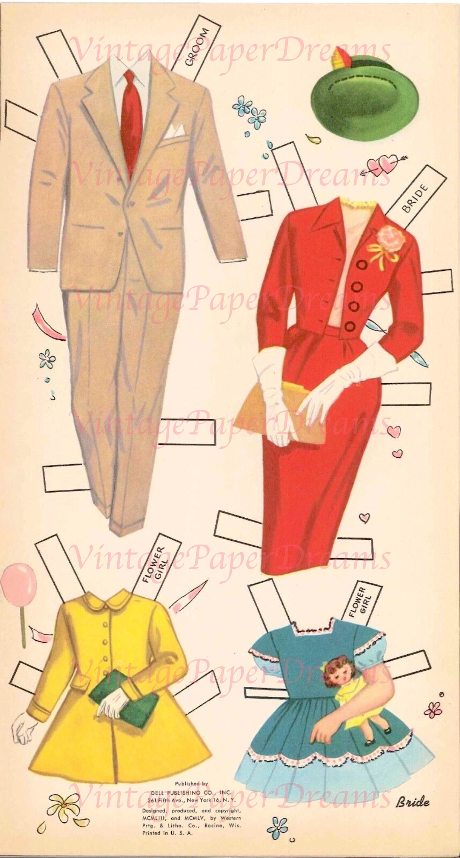 Vintage Paper Doll Printable PDF wedding Party Paper Doll - Etsy